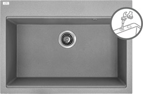 Laveo Tau, 1-komorový granitový dřez 700x500x215 mm, šedá, LAV-SBT_5107