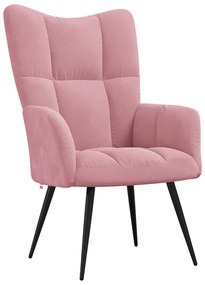 Relaxační křeslo růžové samet 328077