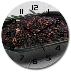 Wallmuralia Skleněné hodiny kulaté Divoká rýže v misce fi 30 cm