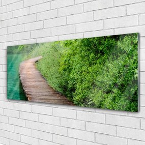 akrylový obraz Most Stromy Architektura 125x50 cm