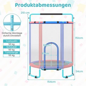 Costway Trampolína pro děti 154 cm 6 v 1 Dětská trampolína s – modrý