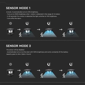 LED Solární svítidlo se senzorem LED/2W/5,5V 3000K IP65 2600 mAh černá