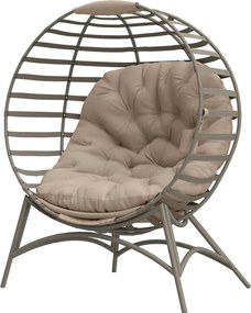 Outsunny papasan zahradní židle 2 koše polštáře oválné lounge křeslo skládací balkon terasa písek hnědá ocel 118x75x139cm