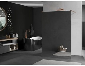 Mexen Kioto, sprchová zástěna Walk-In 100 x 200 cm, 8mm sklo vzor zrcadlo, měděný matný profil, 800-100-002-65-50