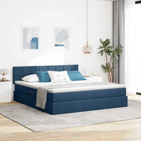 Postel s úložným prostorem a matrací Modrá 180 x 200 cm Samet 3370529