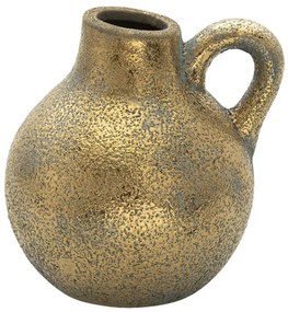 Zlatý keramický džbán z uchem a patinou Corlijn – 16x14x16 cm