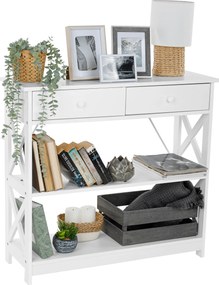 Konzolový stolek, bílá, LOMIR