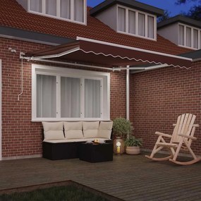 Automatická zatahovací markýza s LED hnědá 300 x 250 cm 3215376