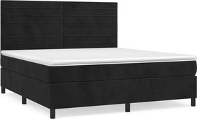 Box spring postel s matrací černá 160x200 cm samet 3143093