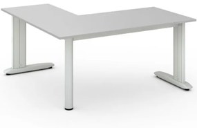 Rohový kancelářský psací stůl PRIMO FLEXIBLE, 1600 x 1600 mm, šedá