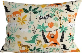 Povlak na polštář z mikrovlákna JUNGLE FRIENDS 70x90 cm, barevný