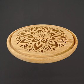 AMADEA Dřevěné servírovací prkénko - podnos mandala, masivní dřevo, 30 cm