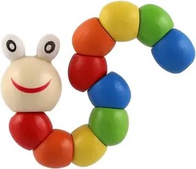 TEDDIES Dřevěný červík / Motorická hračka / kloubový / dřevo / 18 cm