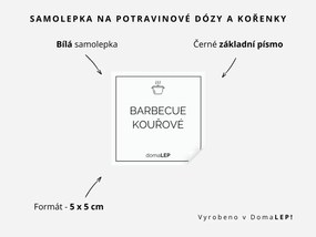 BARBECUE - omyvatelná samolepka na kořenky, výběr rozměrů Ø 5 cm / 5 x 5 cm / 6 x 8 cm | DomaLEP tvar: KOLEČKO, barva: BÍLÁ - ČERNÉ písmo, velikost: Ø 5 cm - tučné písmo
