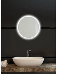 Amirro Moonlight Ronde Zrcadlo 50 cm s LED podsvíceným pískovaným okrajem, 411-224