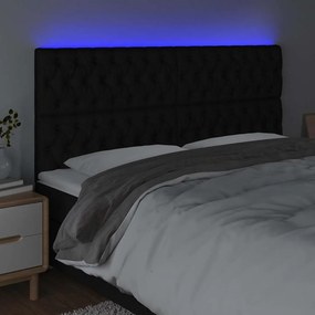 Čelo postele s LED černé 200x7x118/128 cm textil 3122784