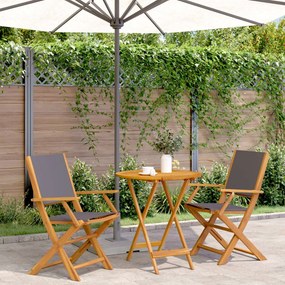 3dílný bistro set antracitový textil a masivní dřevo 3281857