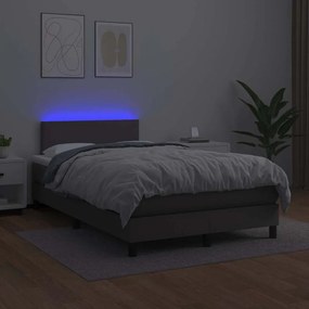 Box spring postel s matrací a LED šedá 120x200 cm umělá kůže 3134097
