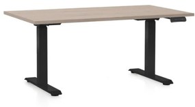 Výškově nastavitelný stůl OfficeTech D, 120 x 80 cm, černá podnož, dub