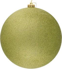 Velká vánoční ozdoba 20 cm plastová koule jablkově zelená glitter