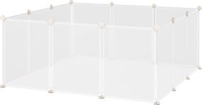 Výběh PawHut pro volný výběh DIY síťový výběh pro malá zvířata 105x105x45cm 12 panelů bílý pro vnitřní i venkovní použití | Aosom.de