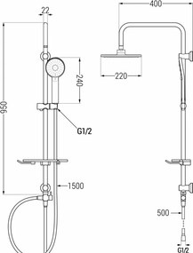 Mexen T40 sprchový sloup, zlatý - 798404093-50