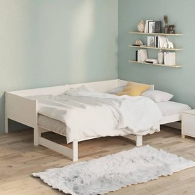 Výsuvná postel bílá masivní borovice 2x (90 x 190) cm,  820263