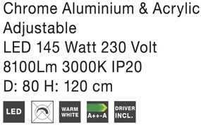LED lustr Aria 135W 80 chrome