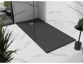 Mexen Stone+, obdélníková vanička z minerálního kompozitu 160 x 100 cm, antracitová, 44711016