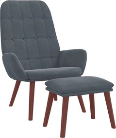 Relaxační křeslo s podnožkou tmavě šedé samet 3315139