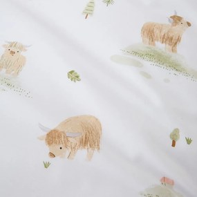 Bílé napínací bavlněné dětské prostěradlo na jednolůžko 90x190 cm Mini Moo Cow – Bianca