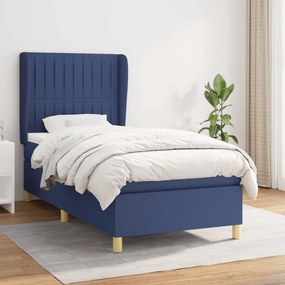 vidaXL Box spring postel s matrací 90x190 cm textil [3128645] Barva: Modrá