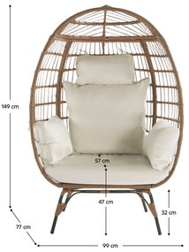 Kondela Ratanové kreslo, prírodná/čierna/béžová, KARMEN