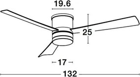 NV 9953016 Stropní ventilátor se světlem SATIN broušený nikl ocel a sklo dřevěné listy 5 rychlostí 35W LED 18W 3000K - NOVA LUCE