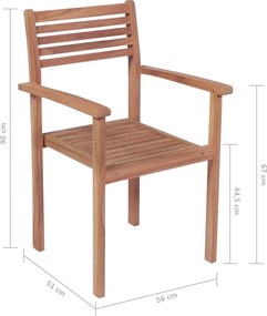 vidaXL Stohovatelné zahradní židle s poduškami 6 ks masivní teak [3072587] Barva: Černá