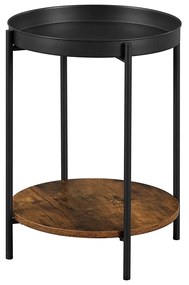 Kulatý malý stolek 43,5 x 55 cm, vintage hnědý a černý | VASAGLE