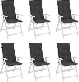 Podušky na židli vysoké opěradlo 6 ks černé 120x50x3 cm textil 314111