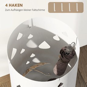 HOMCOM Stojan na deštníky, ocel, tvar sloupu, vyjímatelná spodní přihrádka, Ø17 x 41H cm, bílá