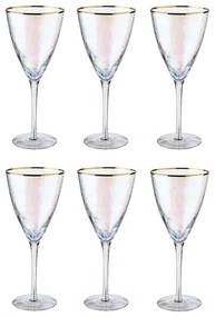SMERALDA Sada sklenic na víno se zlatým okrajem 400 ml 6 ks