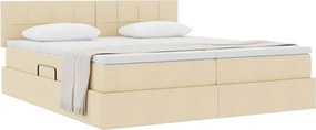 Postel s úložným prostorem Krémová 200 x 200 cm Umělá kůže 3370935