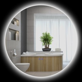 Kleankin LED kulaté koupelnové zrcadlo Ø 80 cm nástěnné zrcadlo s dotykovým spínačem, systém proti mlhám
