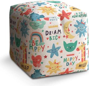 Sablio Taburet Cube Happy day - 60x60x60 cm
