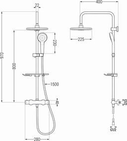 Mexen KT05 sprchový set s termostatickou baterií Kai, bílá 771500593-20