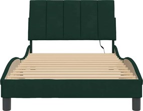 Rám postele s LED osvětlením bez matrace Hanko tmavě zelený 100 x 200 cm samet 3213766
