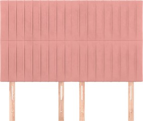 Čelo postele růžové 144x5x118/128 cm sametové 3116623