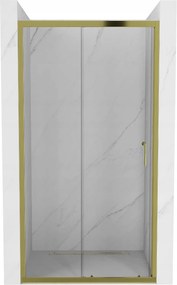 Mexen Apia, posuvné dveře do otvoru 125 x 190 cm, 5mm čiré sklo, zlatý profil, 845-125-000-50-00