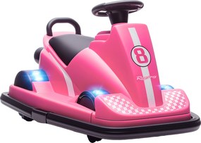AIYAPLAY Autoskúter pro děti, otočný o 360 stupňů, volant, LED světla, hudební funkce, 3-8 let, růžový