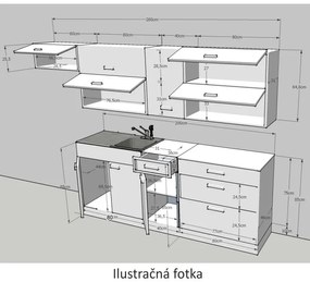 Tempo Kondela, s.r.o. Kuchyňská linka JURA NEW IA ZS 2.6m, rigoleto light/dark/sklo