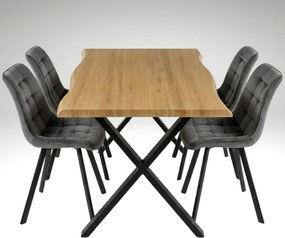 Vikio Jídelní set pro 4 osoby 160x90 cm dub noha X šedá židle VJS236-4S-S