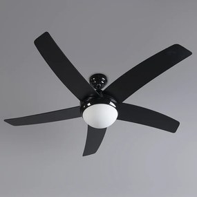 Stropní ventilátor černý s dřevěným potiskem 132 cm s dálkovým ovládáním - Cool